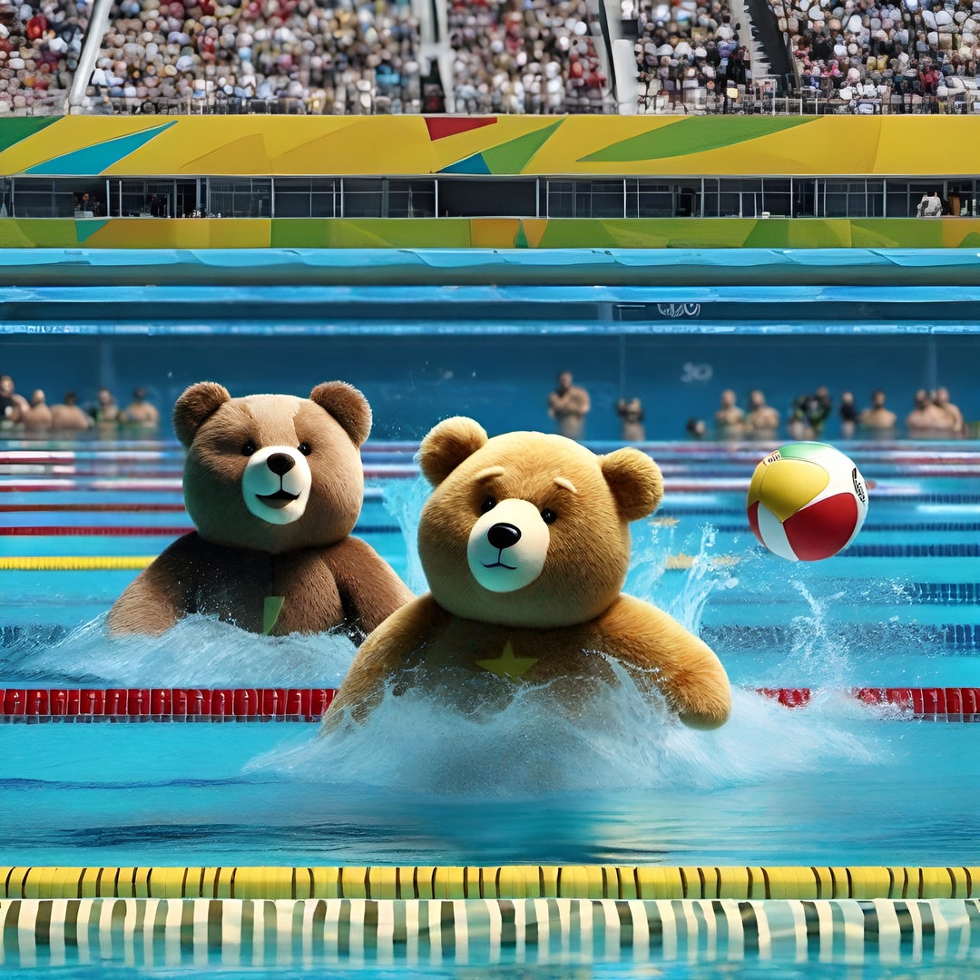 Original Photo Teddy Bear Swimming Image One Digital Download - Etsy