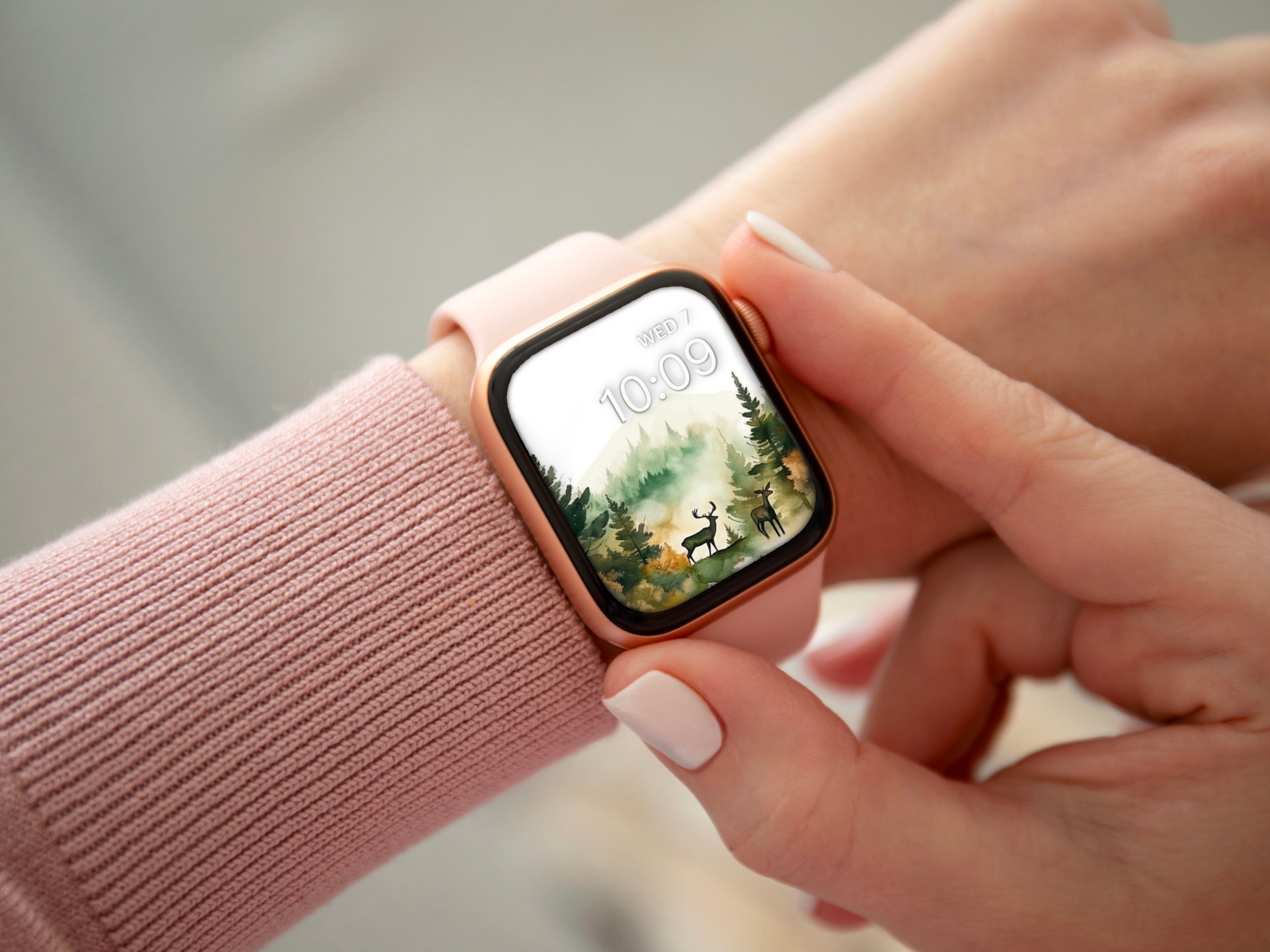 Forest Apple Watch Wallpaper - Nature-inspired Deer Watch Face Cover - Etsy