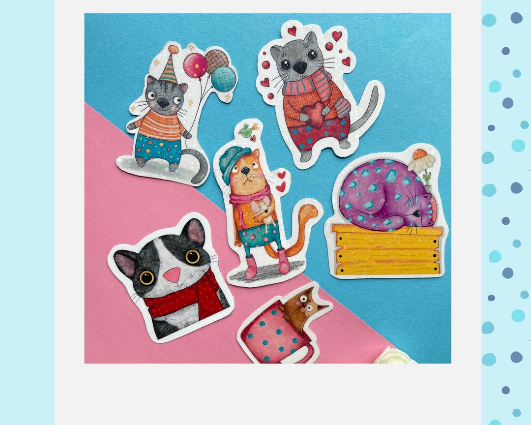 Cute Cat Stickers, Cute Stickers Sheets, Journal Stickers, Cat Planner ...