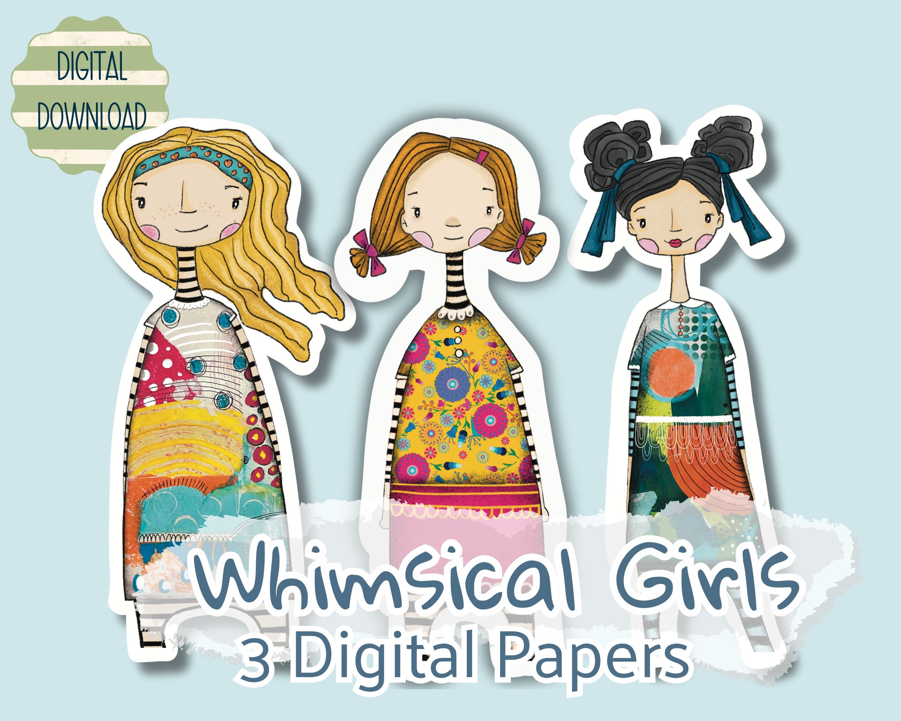 Digital Paper Dolls Digital Sheet Art Girls Art Journal ATC Cards ...