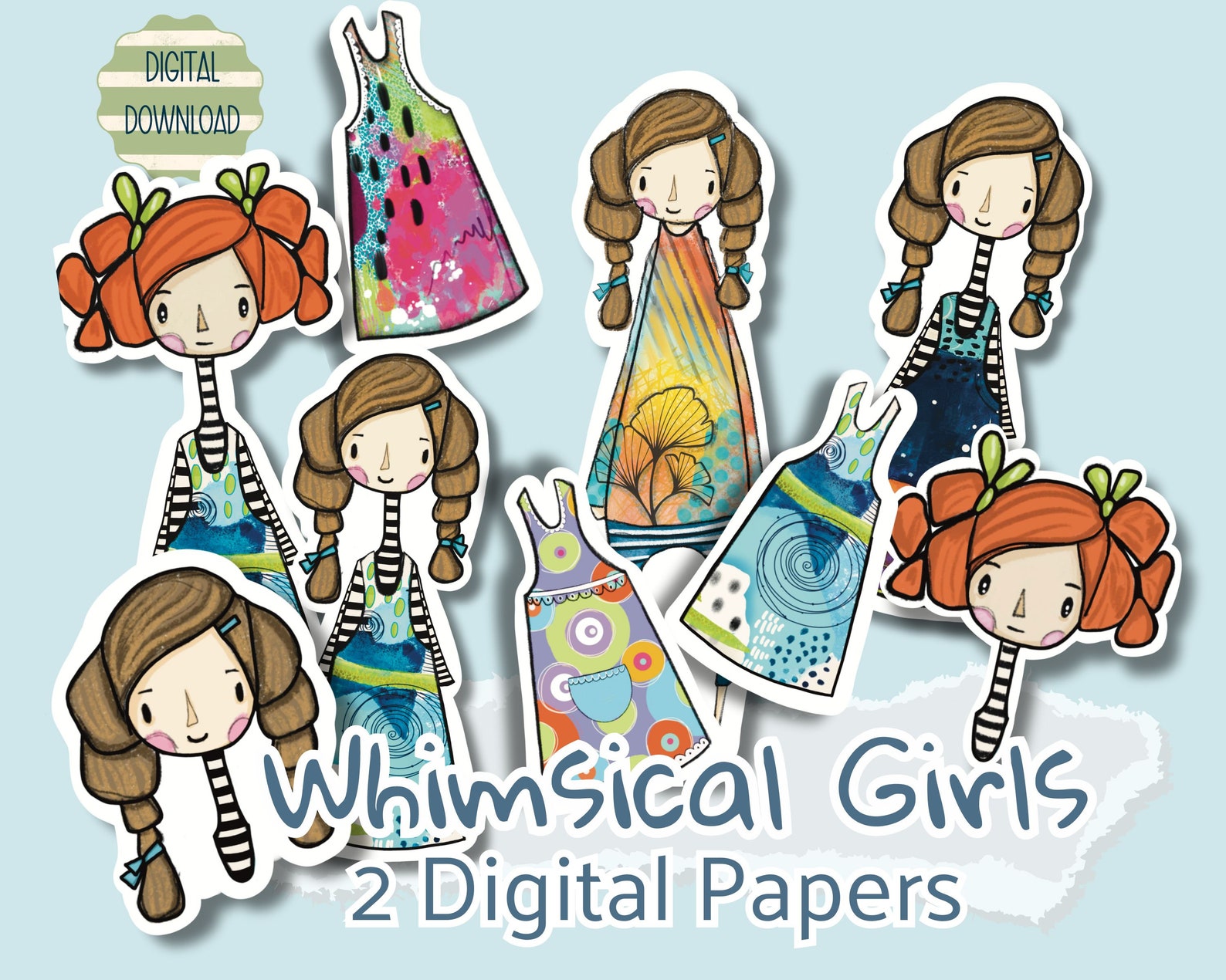 Digital Paper Dolls Digital Sheet Art Girls Art Journal ATC Cards ...