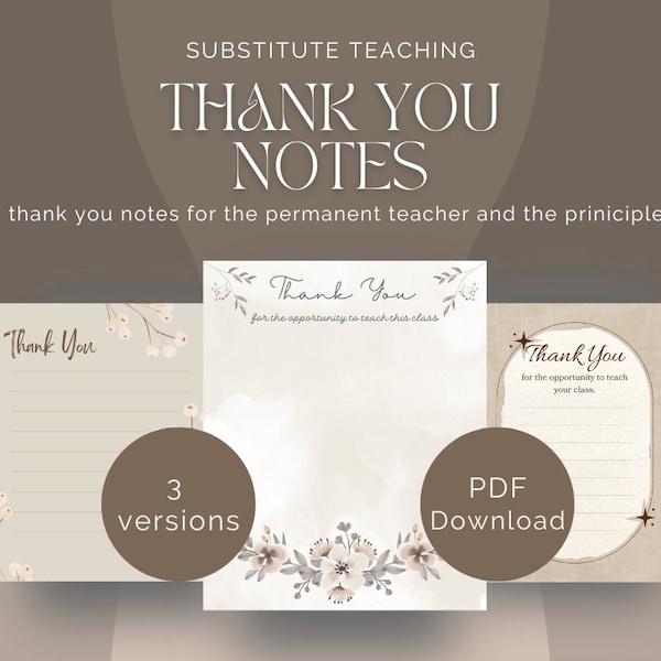 Substitute Teacher Thank You Card - Etsy