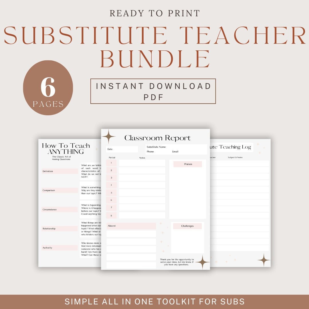 Substitute Teaching Tips Tools Substitute Teacher Tools Printables for ...