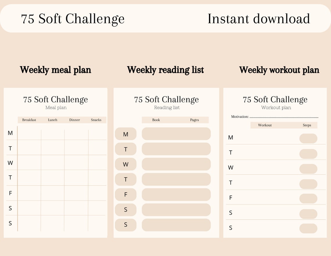 75 Soft Challenge, 75 Soft Challenge Printable, 75 Soft Challenge ...
