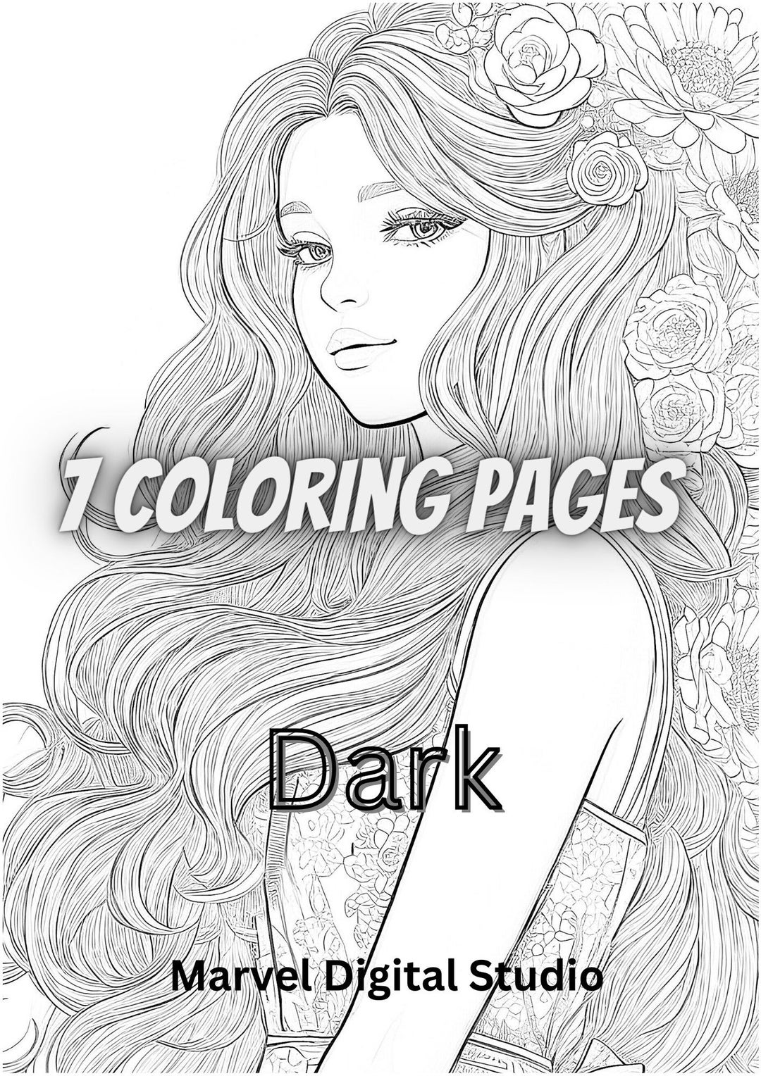 Elegant Outline Art: Floral Pretty Girl Hair Style Coloring - Etsy