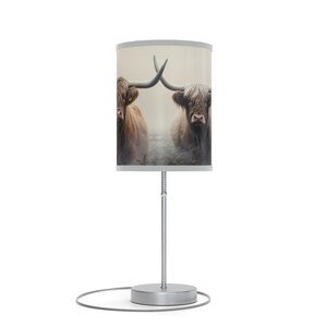Highland Cow Lamp on a Stand, US|CA Plug Highland Cows in Field of Fog ...