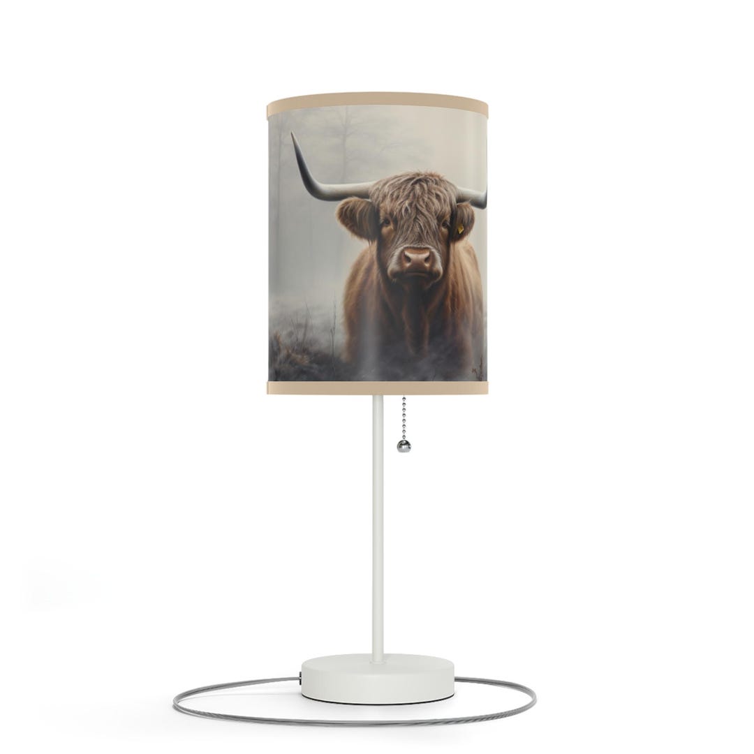 Highland Cow Lamp on a Stand, US|CA Plug Highland Cows in Field of Fog ...