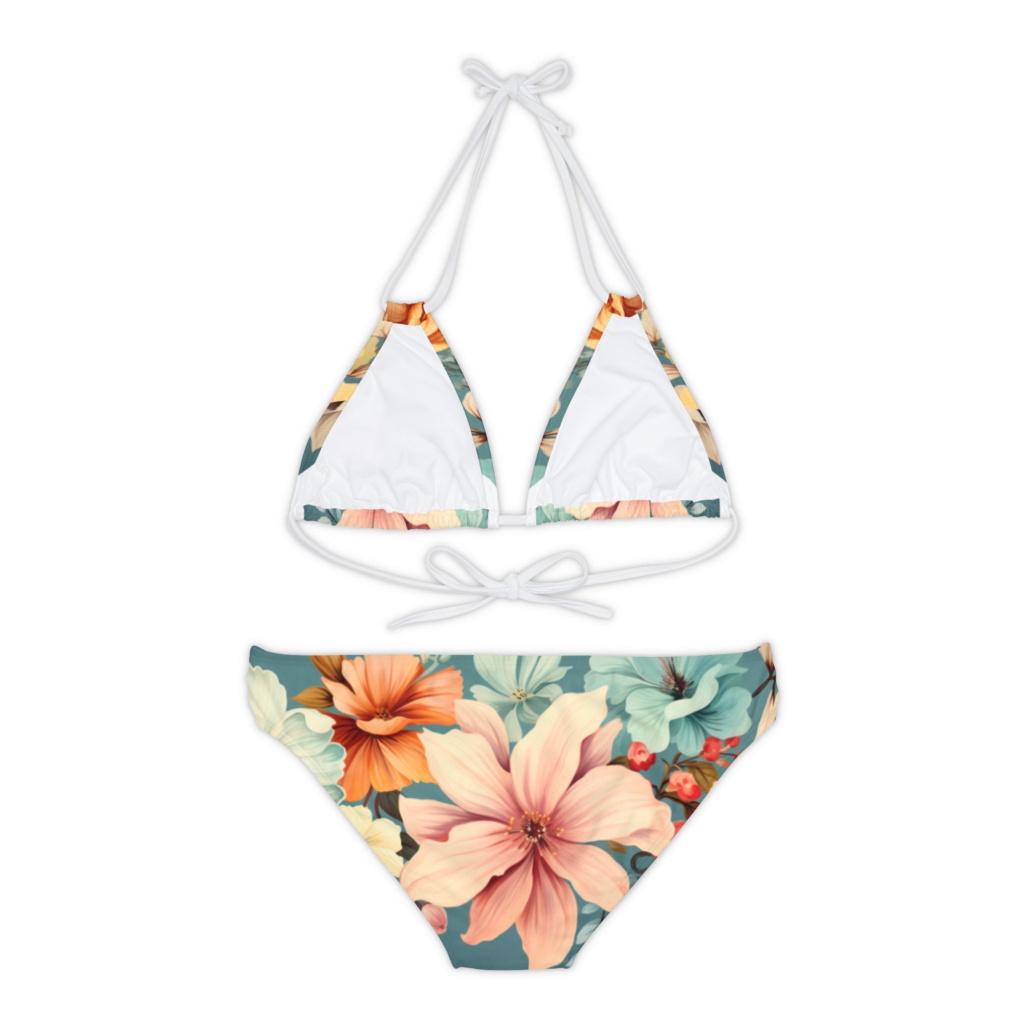 Floral Strappy Bikini Set Pestel Color Bikini Bathing Suit for Summer ...