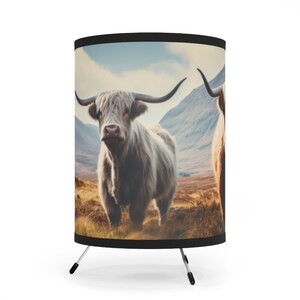 Highland Cow Tripod Lamp With High-res Printed Shade, US\CA Plug Rustic ...