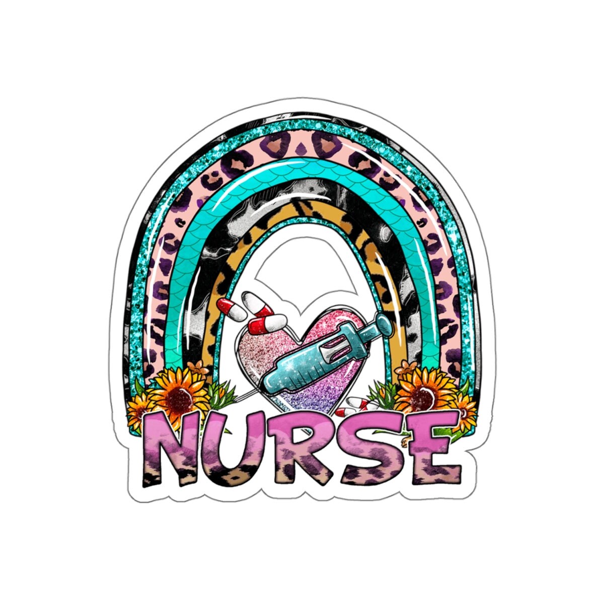 Kiss-cut Stickers, Vinyl Decals, Nurse Stickers, RN, Rainbows, Nurse ...