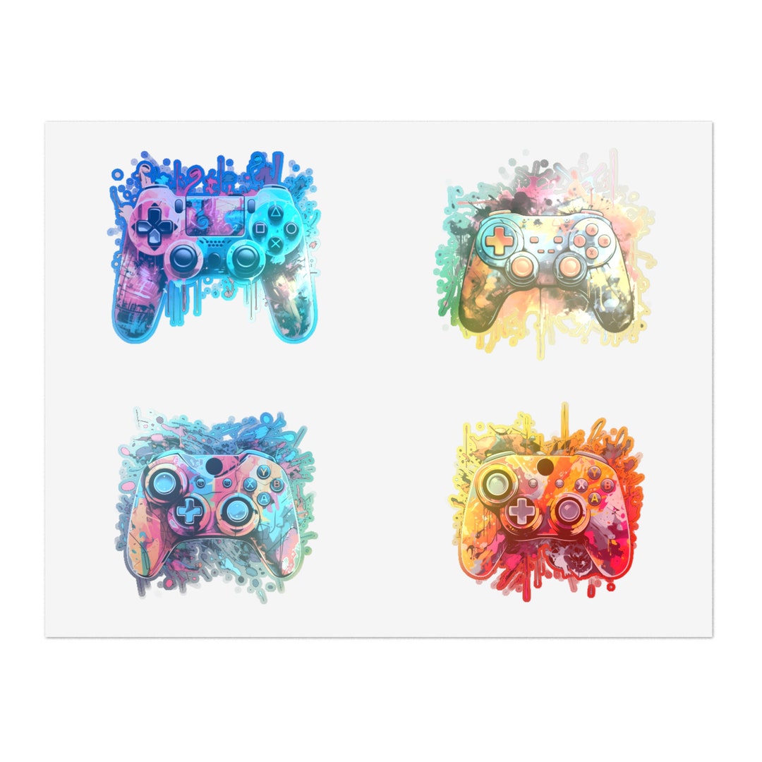 Holographic Gaming Sticker Sheet Bundle 10pcs Gaming Controller Popular ...