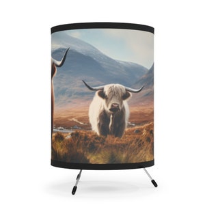 Highland Cow Tripod Lamp With High-res Printed Shade, US\CA Plug Rustic ...