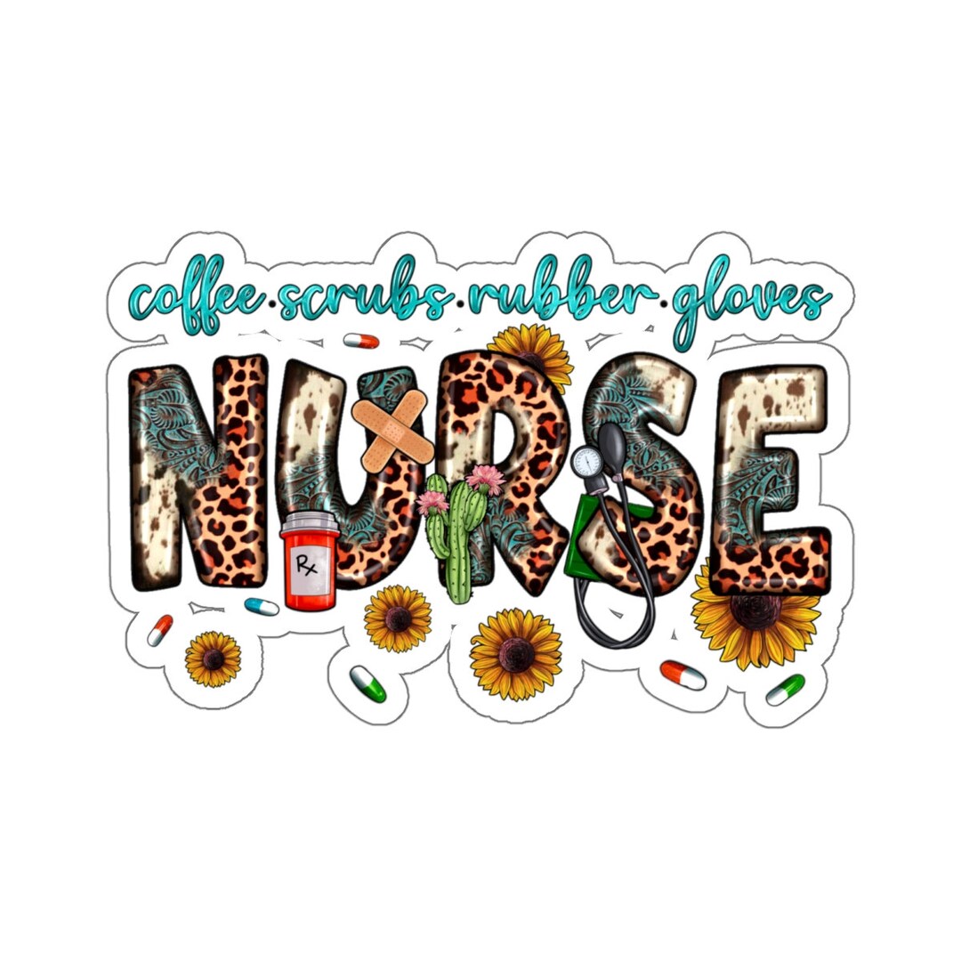 Kiss-cut Stickers, Coffee Scrubs Rubber Gloves, Nurse, Nursing Stickers ...