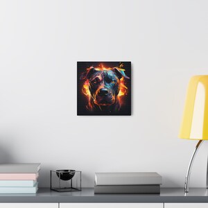 Pitbull Art Canvas Gallery Wraps Abstract Pitbull Flaming Art for Him ...