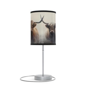 Highland Cow Lamp on a Stand, US|CA Plug Highland Cows in Field of Fog ...