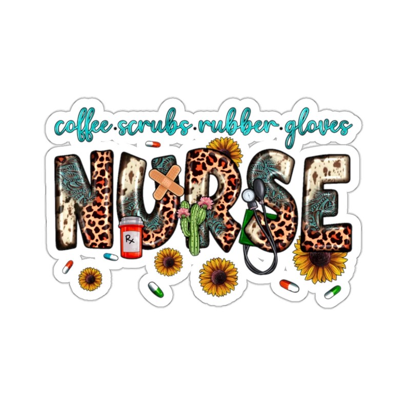 Kiss-cut Stickers, Coffee Scrubs Rubber Gloves, Nurse, Nursing Stickers ...