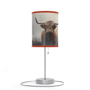 Highland Cow Lamp on a Stand, US|CA Plug Highland Cows in Field of Fog ...