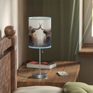 Highland Cow Lamp on a Stand, US|CA Plug Highland Cows in Field of Fog ...