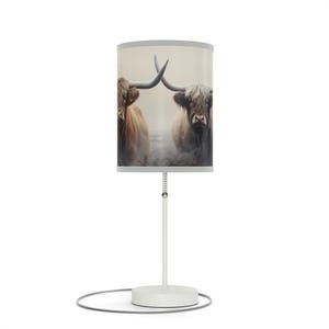 Highland Cow Lamp on a Stand, US|CA Plug Highland Cows in Field of Fog ...