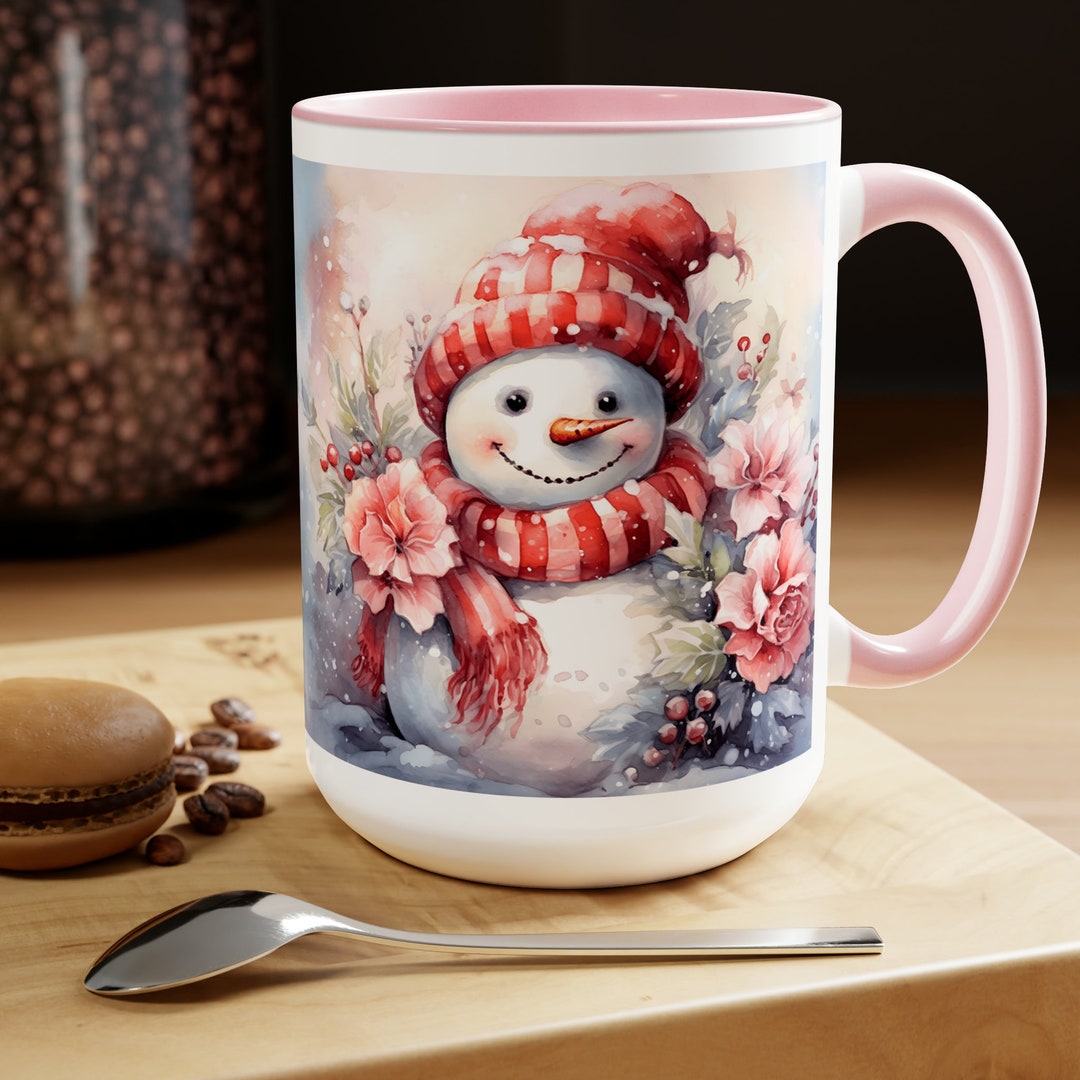 Snowman, Coffee Cup, Mugs, Christmas, Seasonal, Winter, Two-tone Coffee ...