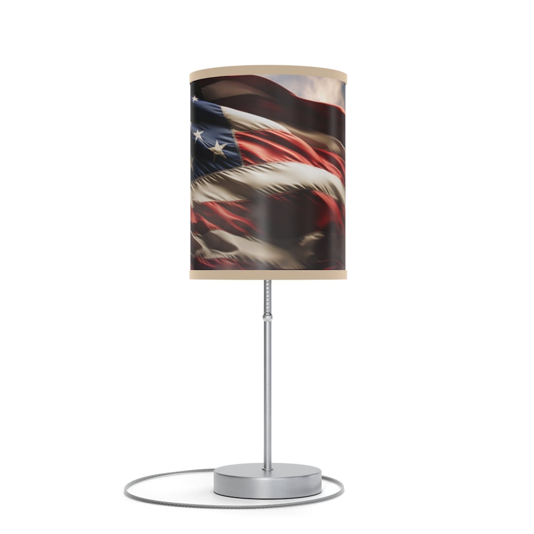 Wavy American Flag Lamp on a Stand, US|CA Plug Patriotic Nightstand ...