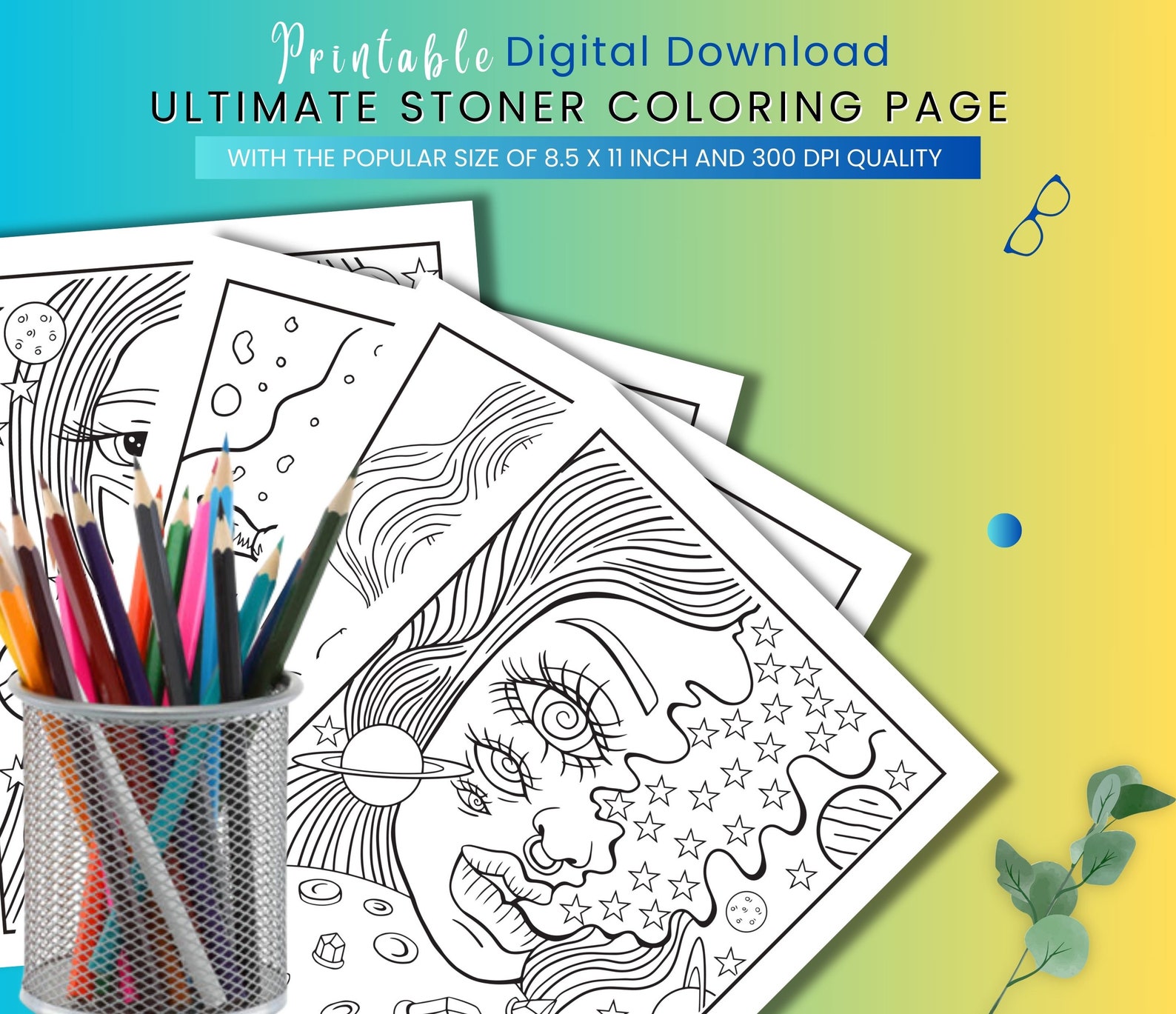 Stoner Coloring Book, Digital Download, 50 High Quality Premium Design ...