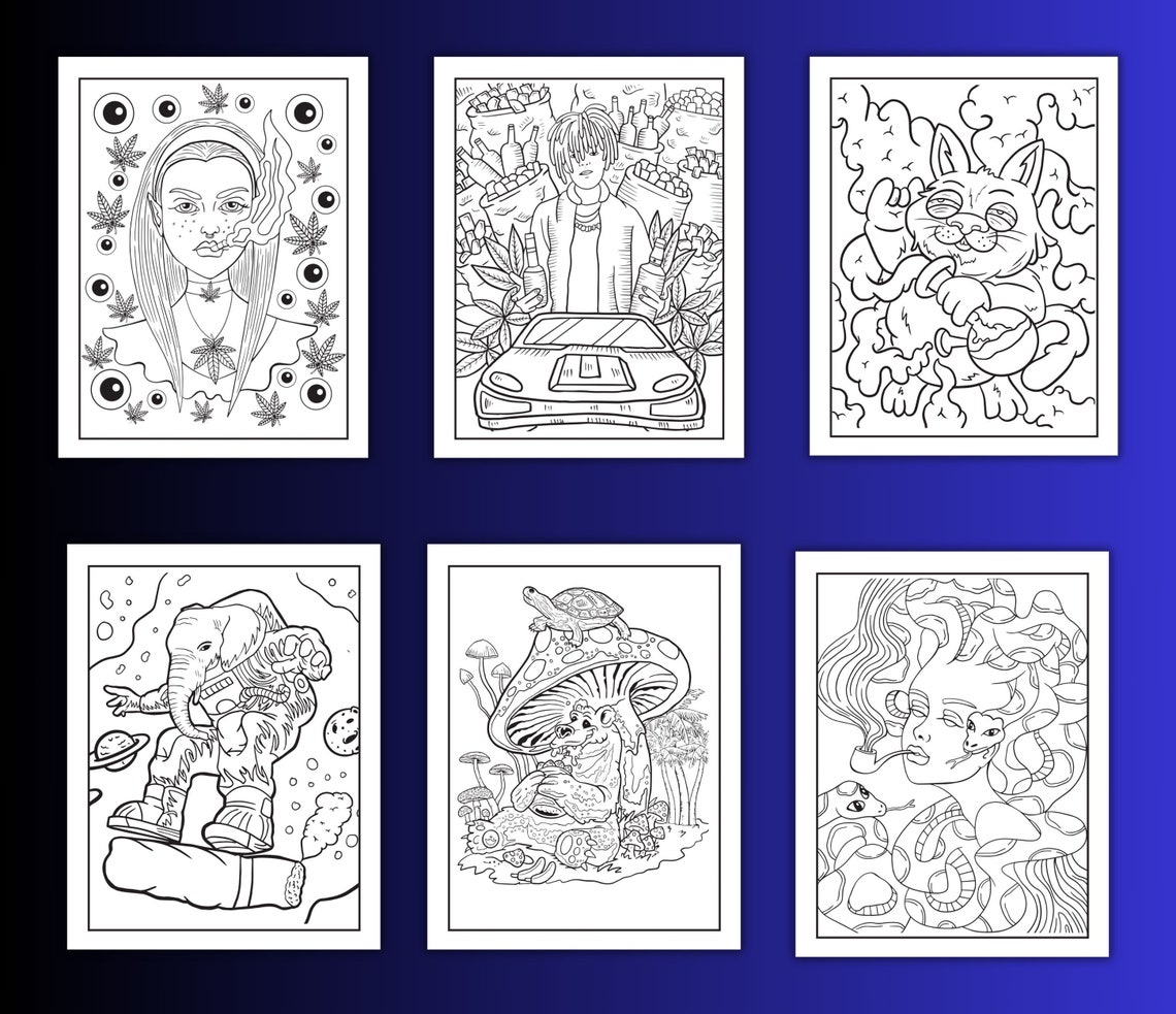 Stoner Coloring Book, Digital Download, 50 High Quality Premium Design ...
