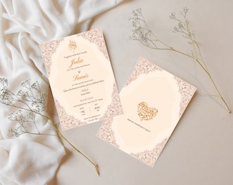 Botanical Muslim Wedding Invitation Digital, Modern Editable Nikkah ...
