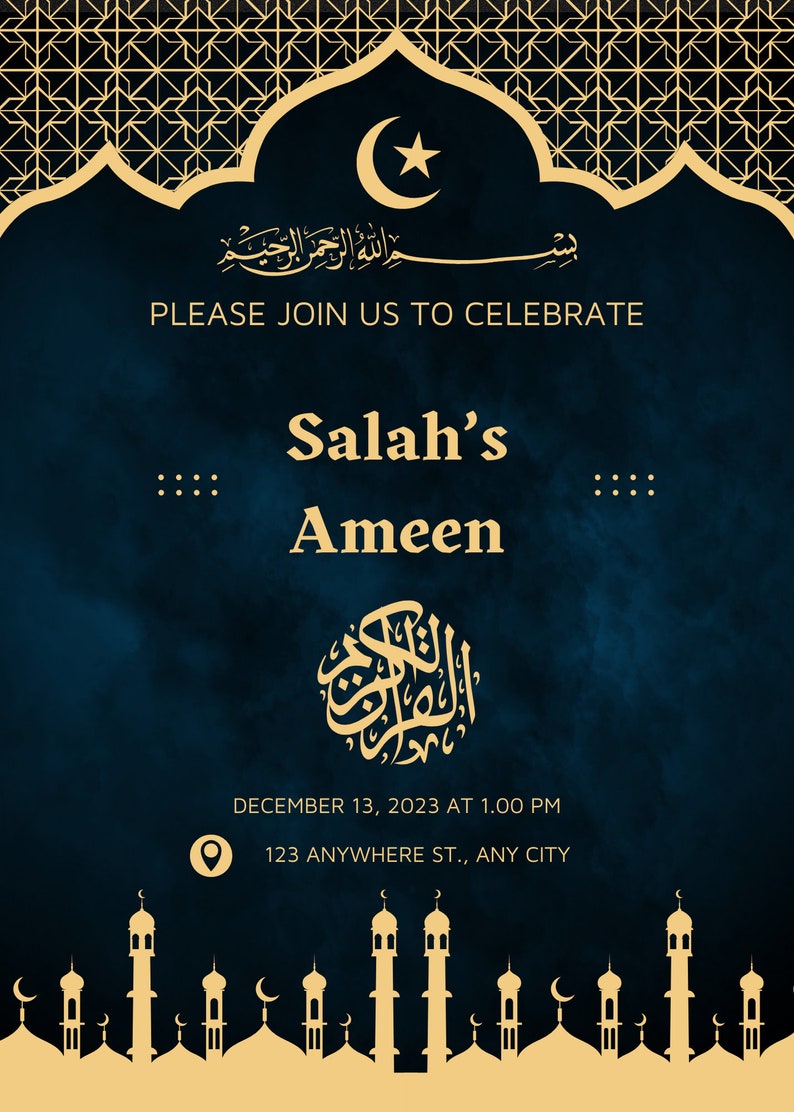Ameen Ceremony Invitation -muslim Quran Reading Celebration Invitation ...