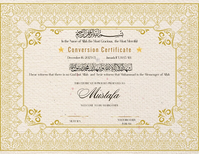 Shahada Certificate, Islam Conversion Certificate, Welcome to Islam ...