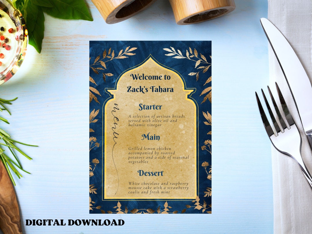 Muslim Tahara Ceremony Food Menu, Muslim Circumcision Party Menu, Blue ...