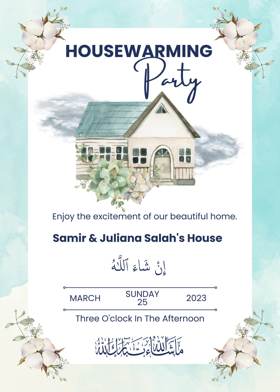 Muslim Housewarming Invitation, Muslim New House Celebration Invite ...
