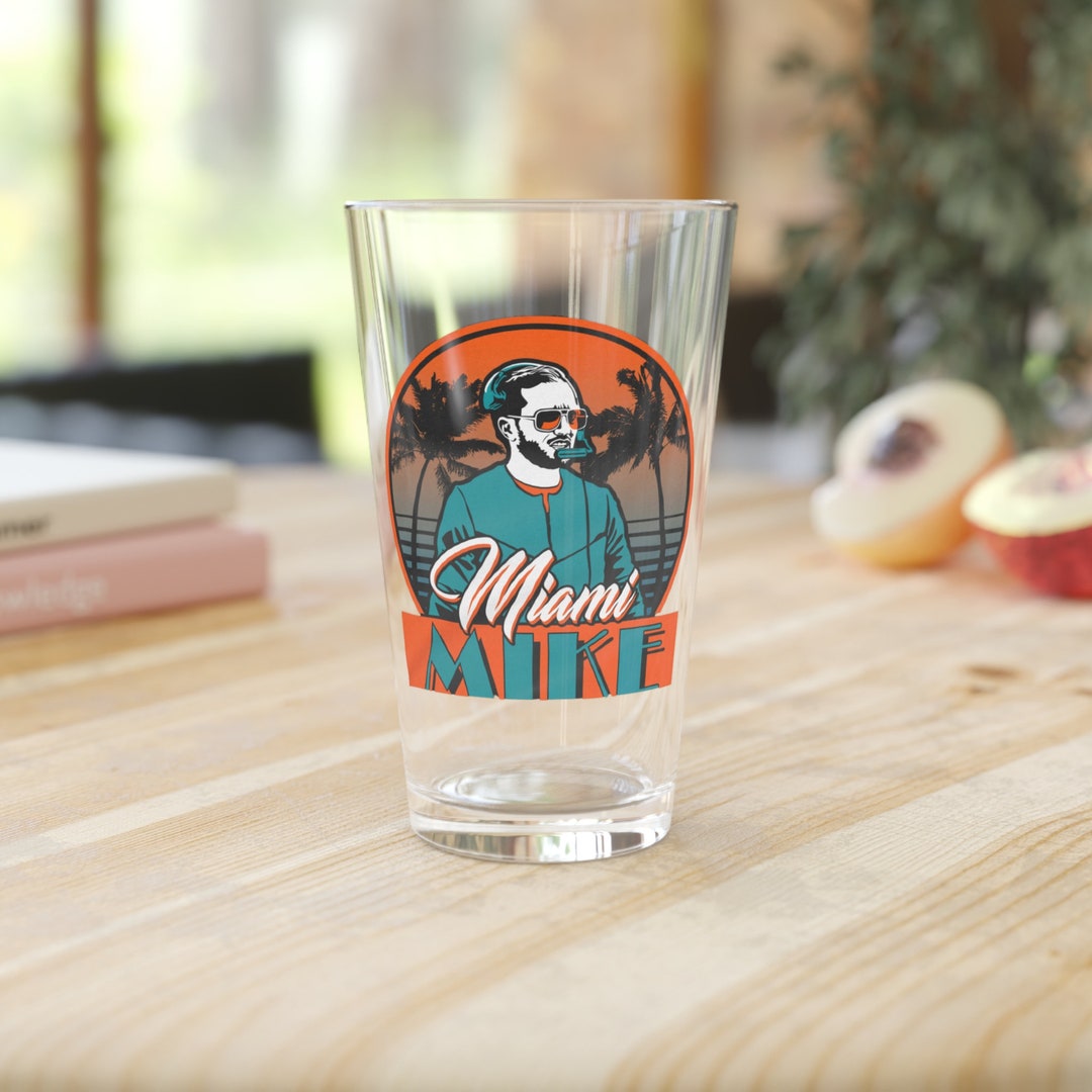 Mike Mcdaniels Pint Glass, Miami Mike, Miami Mike Glass, Miami Mike Cup ...