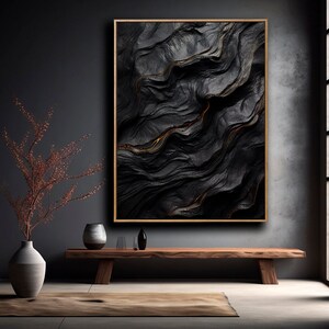 Black Textured Wall Art, Textured Prints, Black Wall Art, Black ...