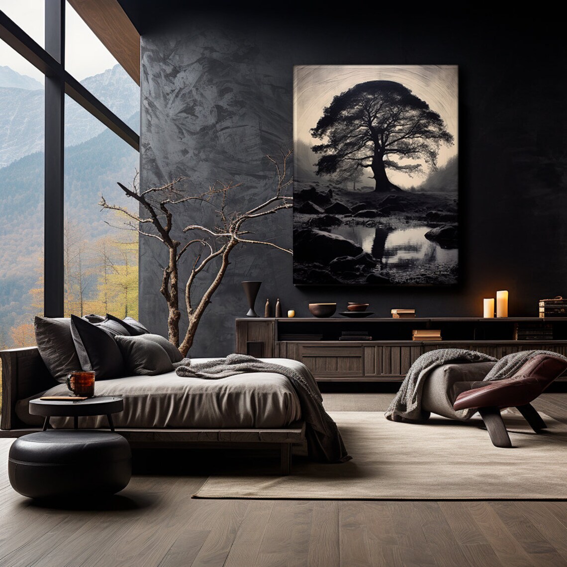 Oak Tree Printable Wall Art L Oak Tree Print L Black and White - Etsy