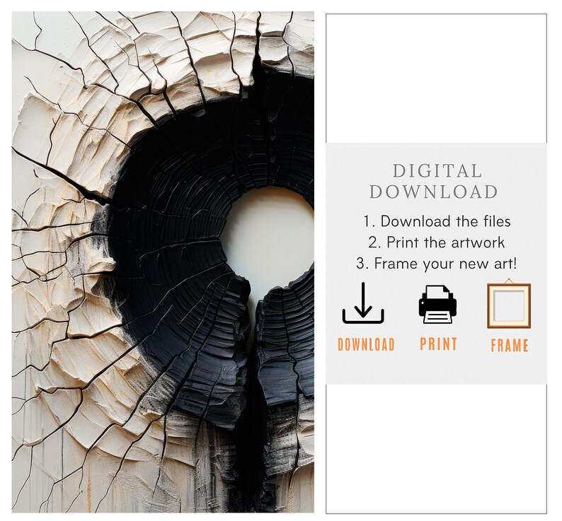 Black and Whitetextured Wall Art,textured Prints, Black Wall Art,black ...