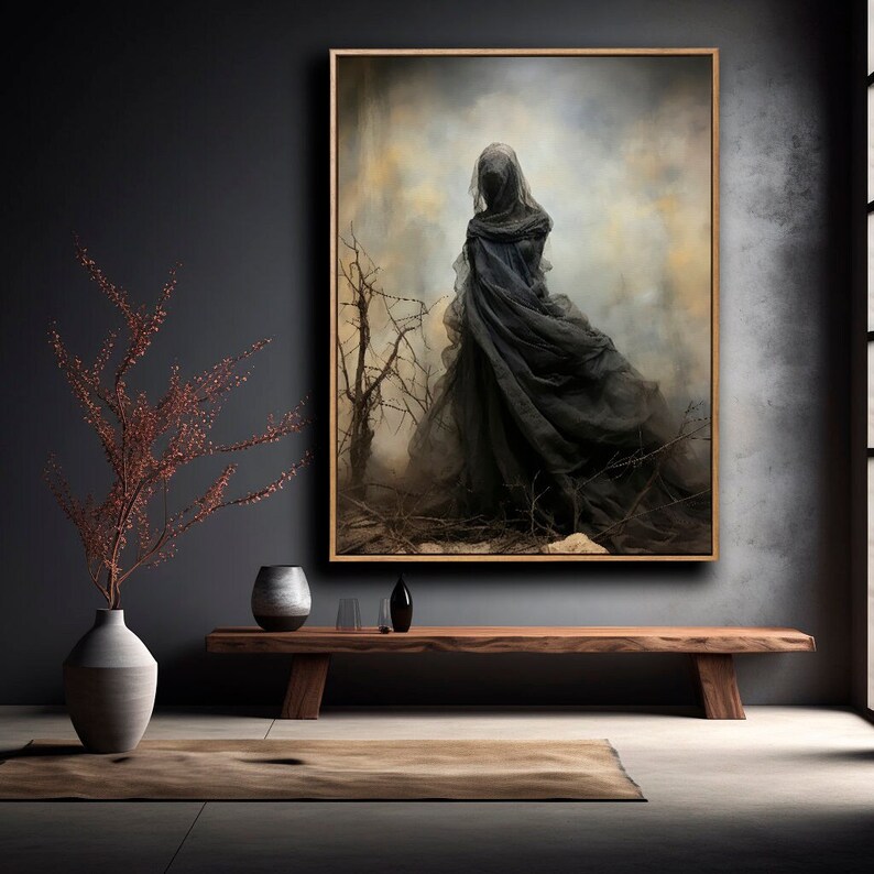 Veiled Lady | PRINTABLE Halloween Wall Art | Vintage Poster | Ghost ...