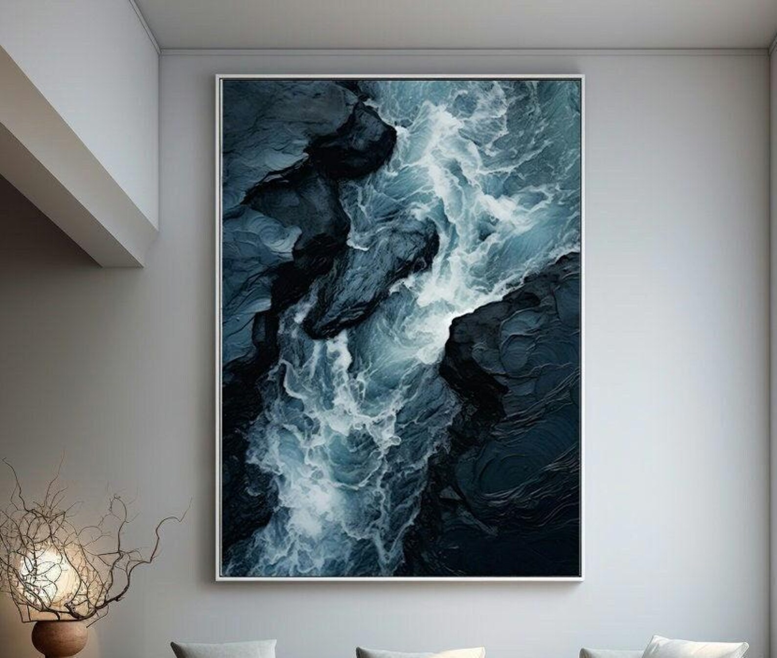 River Painting Black Landscape Art Print | | Dark Tones PRINTABLE ...