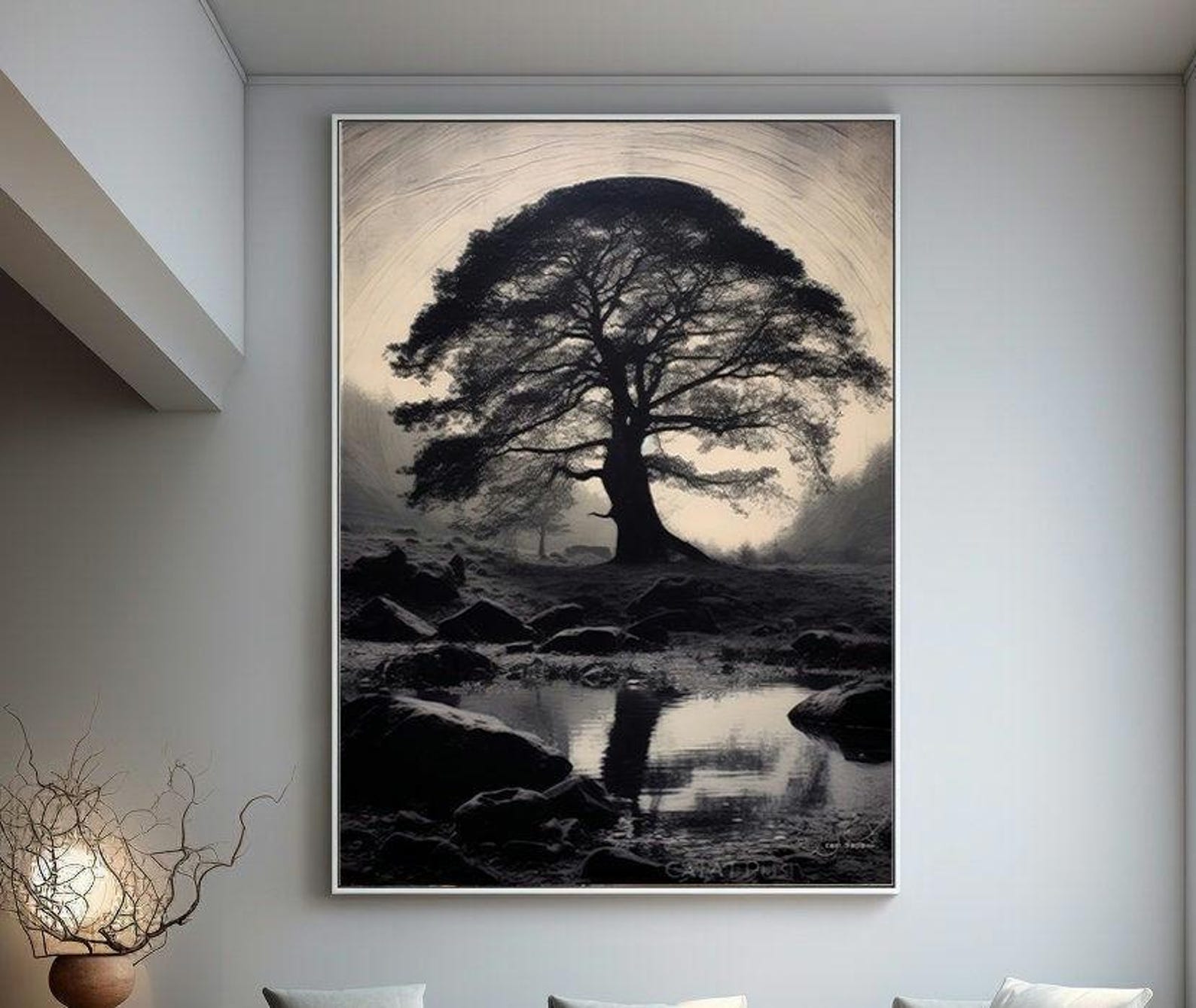 Oak Tree Printable Wall Art L Oak Tree Print L Black and White Painting ...