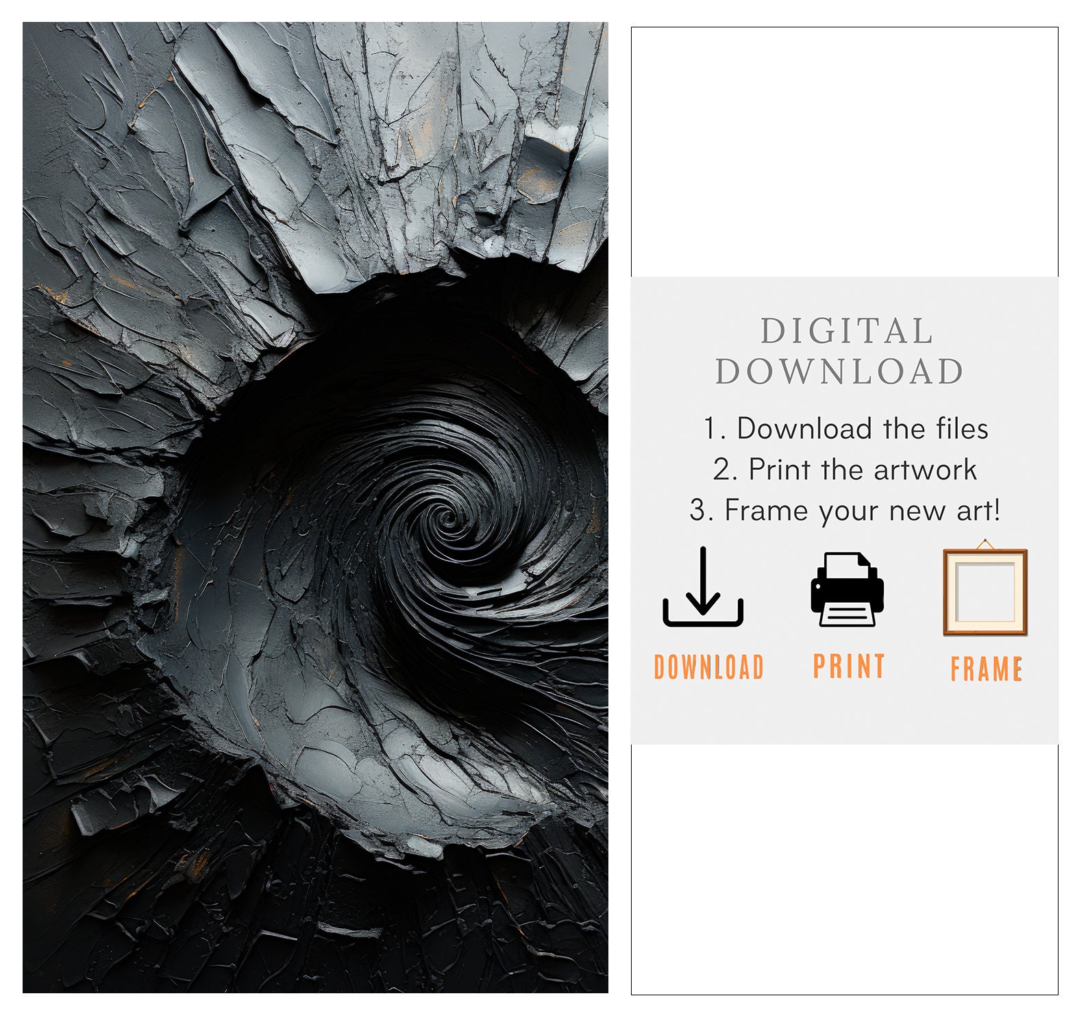 Black Textured Wall Art, Textured Prints, Black Wall Art, Black ...