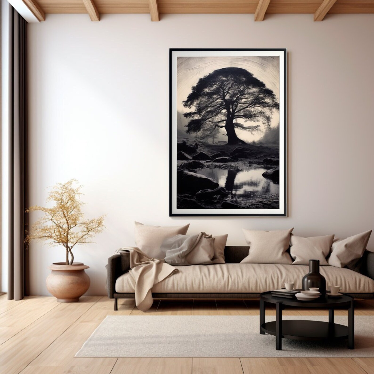 Oak Tree Printable Wall Art L Oak Tree Print L Black and White Painting ...