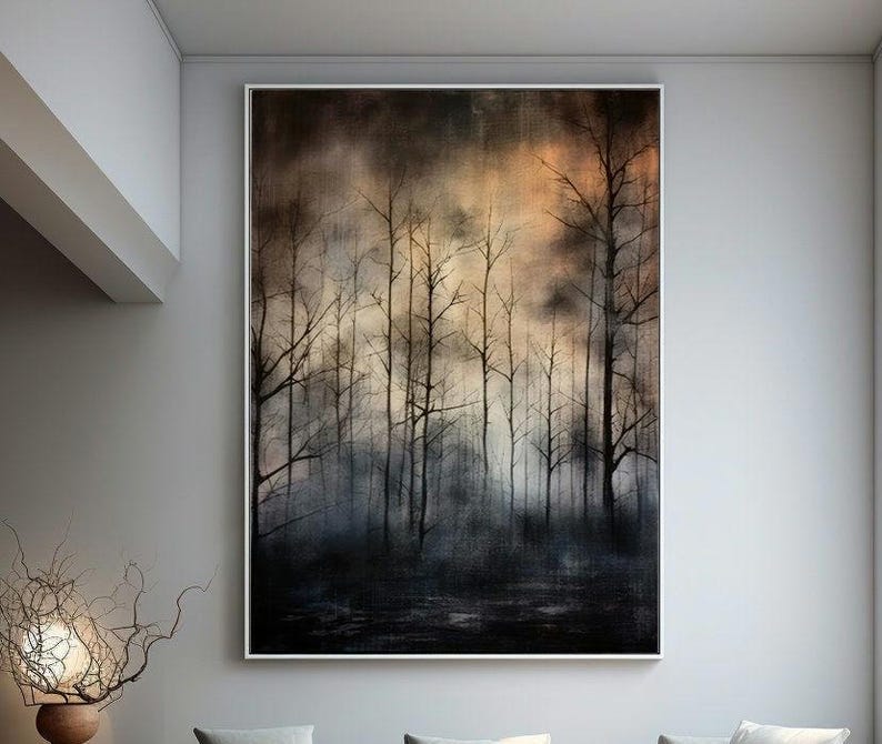 Smoky Forest Landscape Art Print: Gothic Nature Decor (digital Download ...