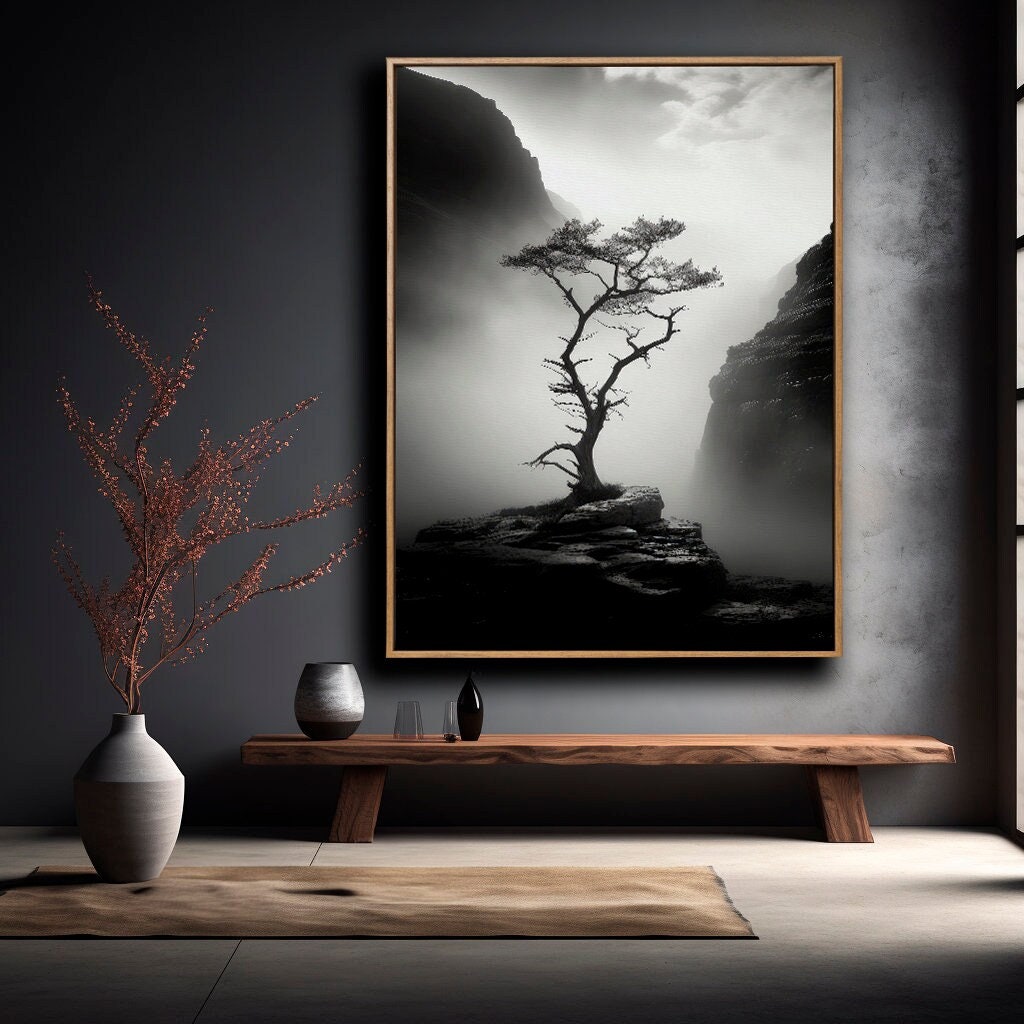 Lone Tree Wall Photograph | Nature Inspired Art | Black and White Tree ...