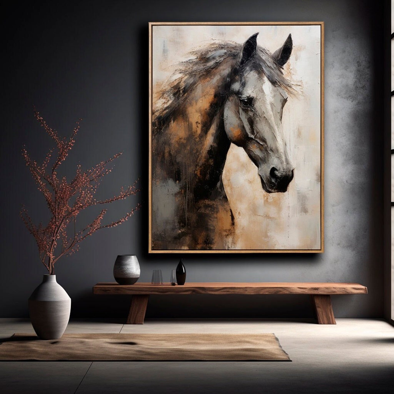 Horse Wall Art, Oil Horse Print, Horses Portraits Wall Art, Printable ...