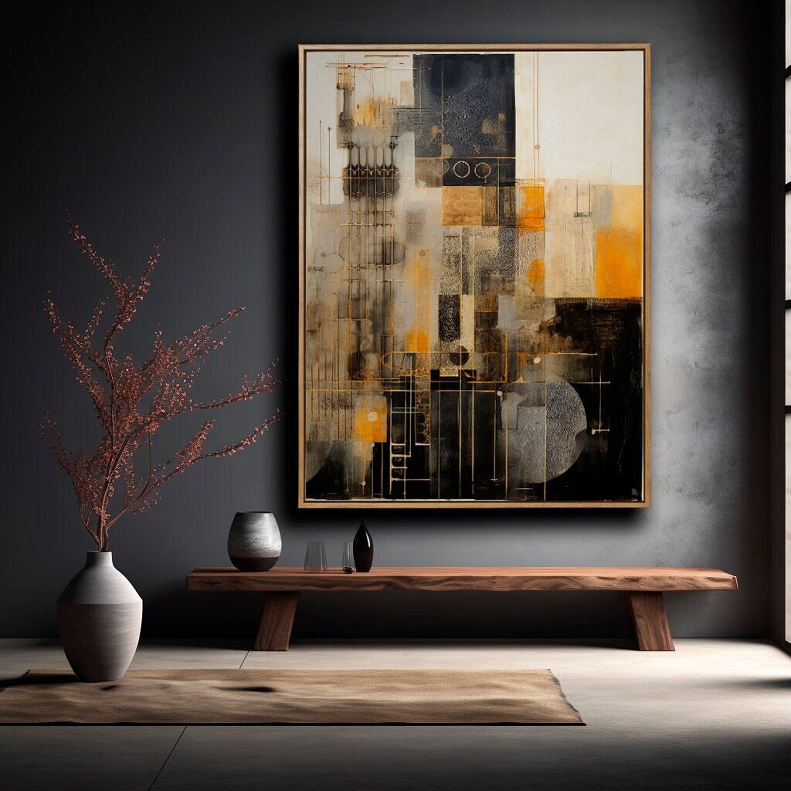 Abstract Burnt Orange , Abstract Wall Art, Mid Century Modern Wall Art ...