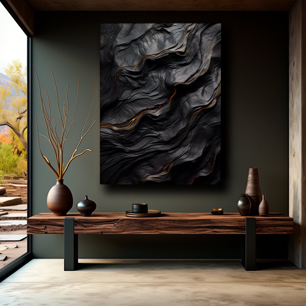 Black Textured Wall Art, Textured Prints, Black Wall Art, Black ...