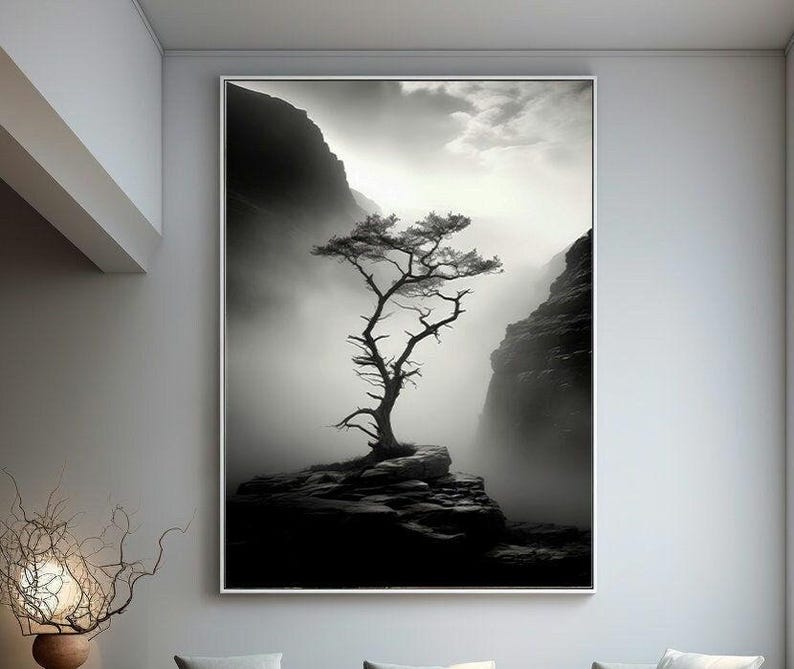 Lone Tree Wall Photograph | Nature Inspired Art | Black and White Tree ...