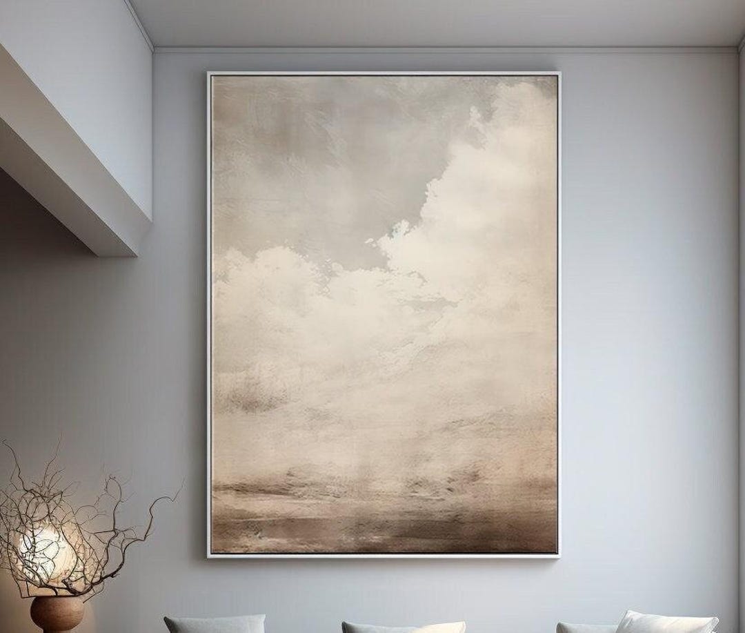 Beige Abstract Landscape Art Print: Minimalist Nordic Decor (digital ...