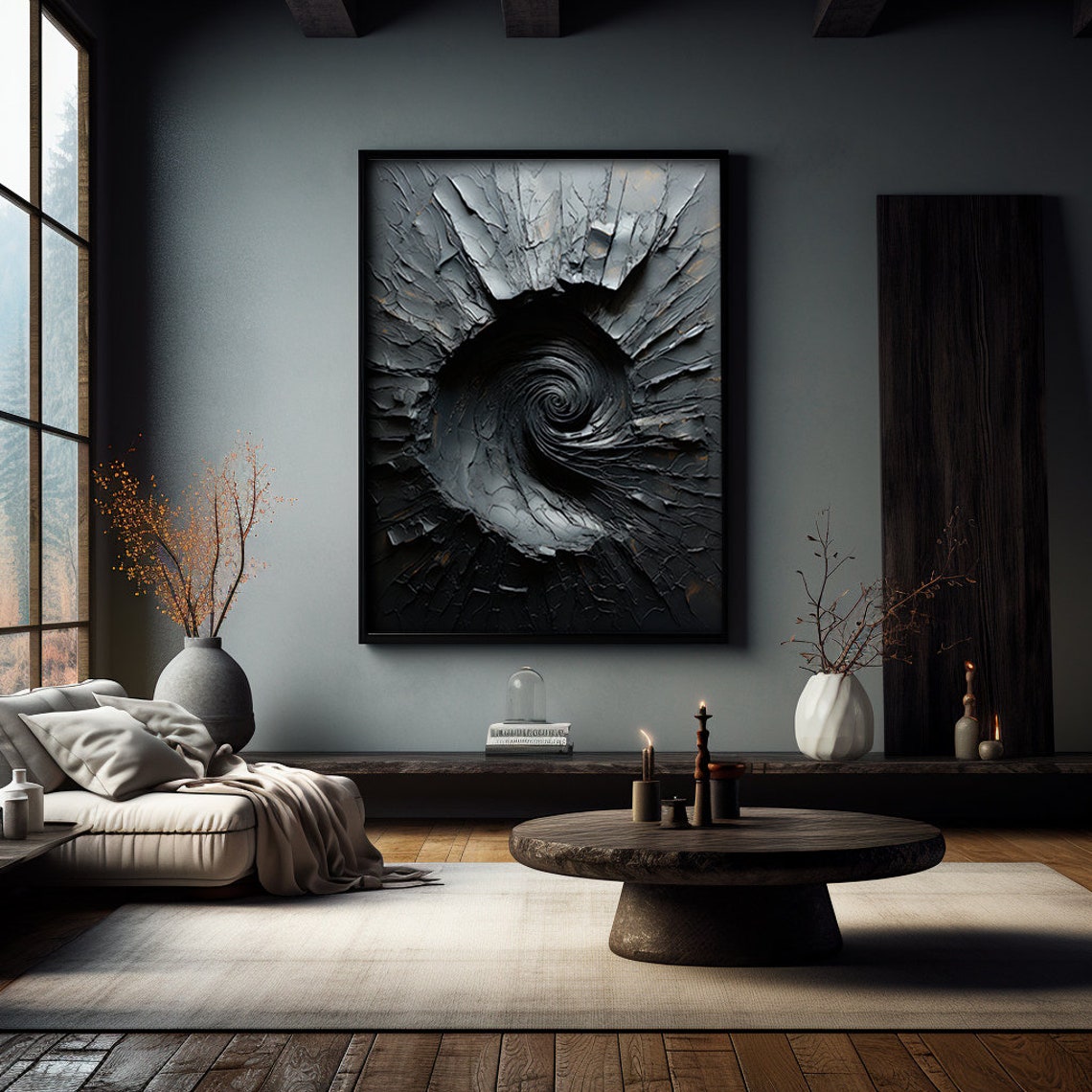 Black Textured Wall Art, Textured Prints, Black Wall Art, Black ...