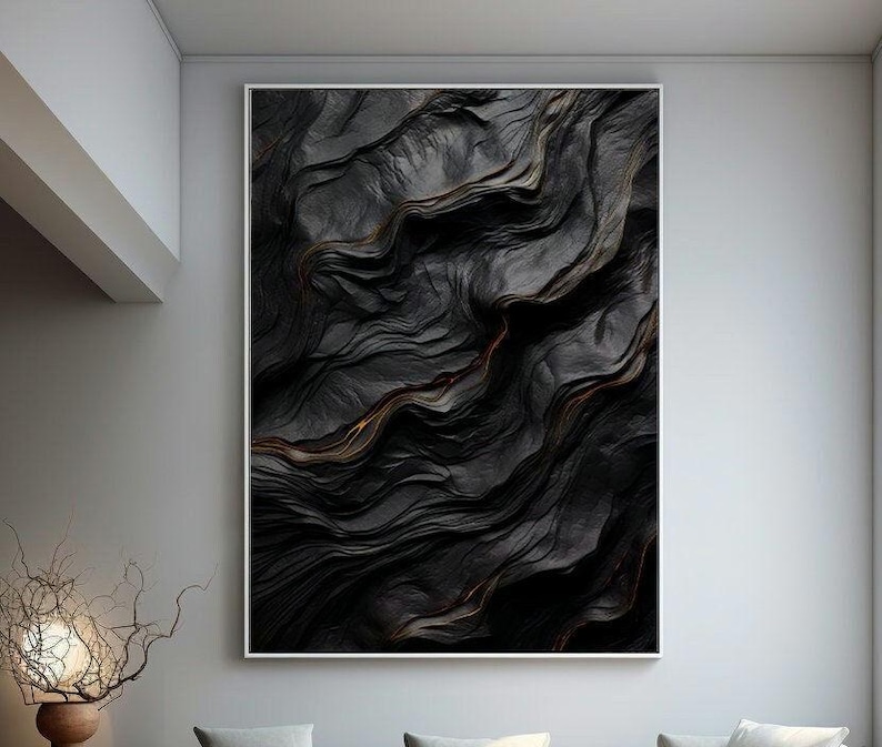 Black Textured Wall Art, Textured Prints, Black Wall Art, Black ...